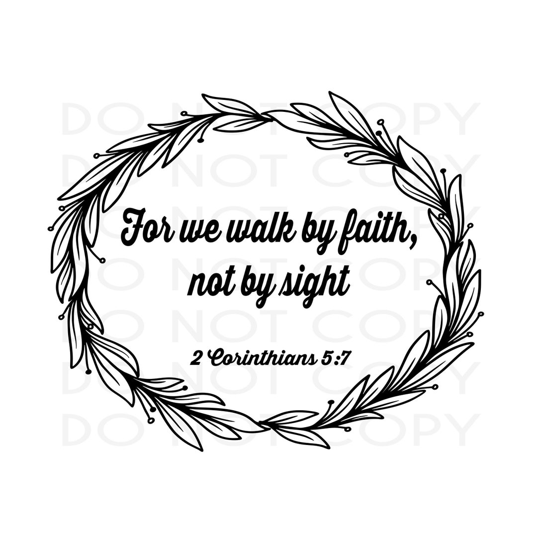 Scripture SVG We Walk by Faith Not by Sight Wreath Frame Cut and Print ...