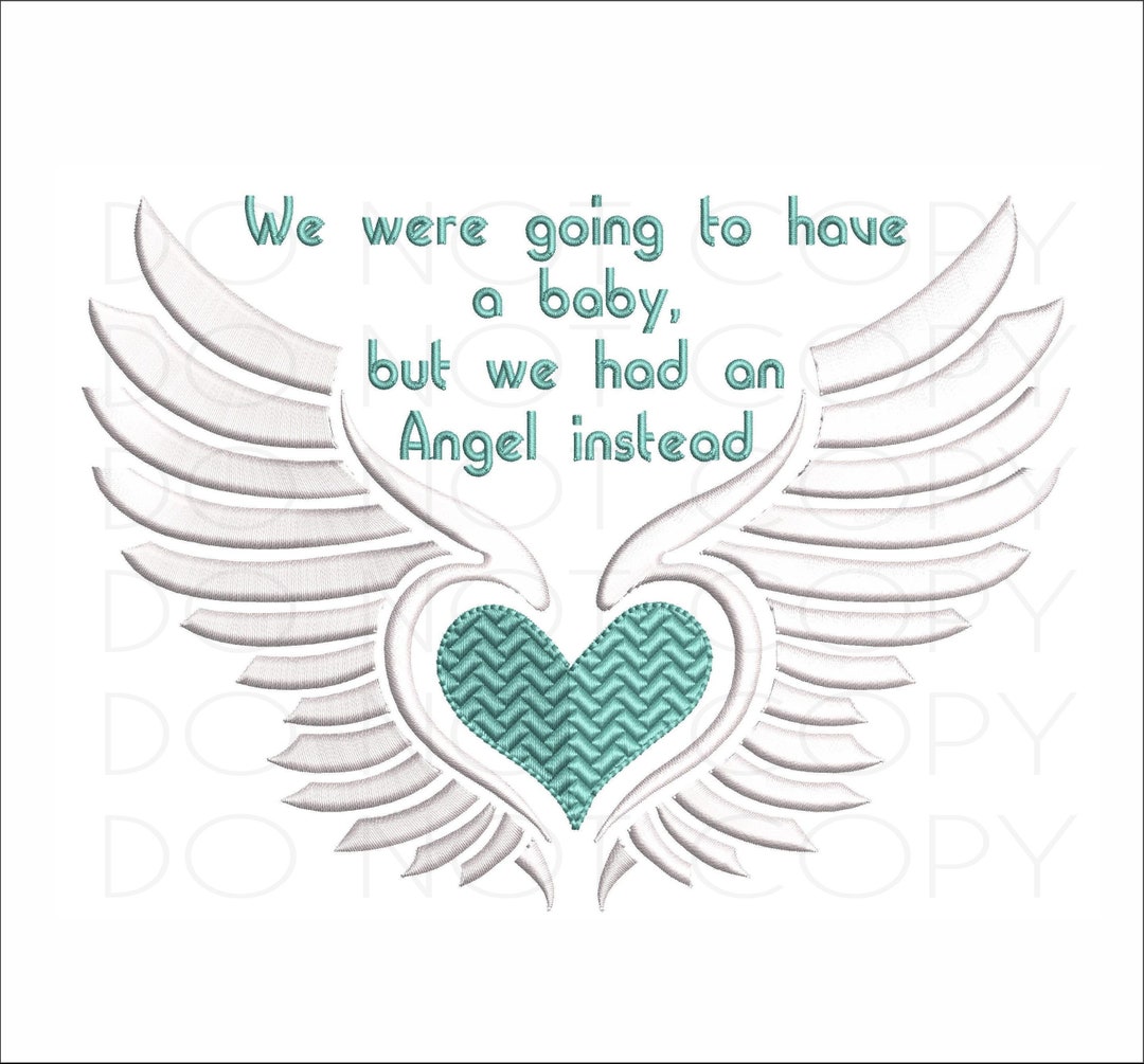 Miscarriage Embroidery Design, Angel Wings Heart Pattern (digital ...