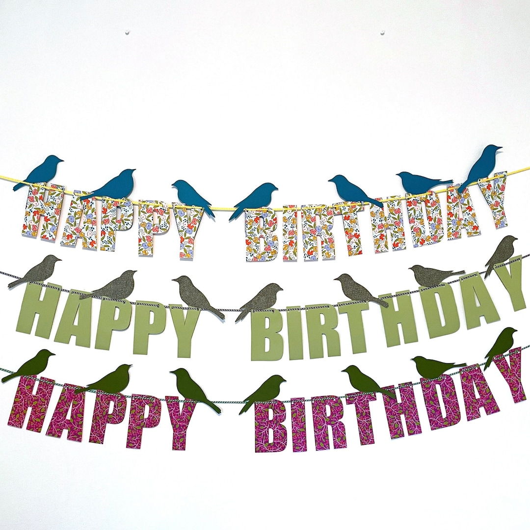 Bird Lovers Happy Birthday Banner With Songbirds - Etsy