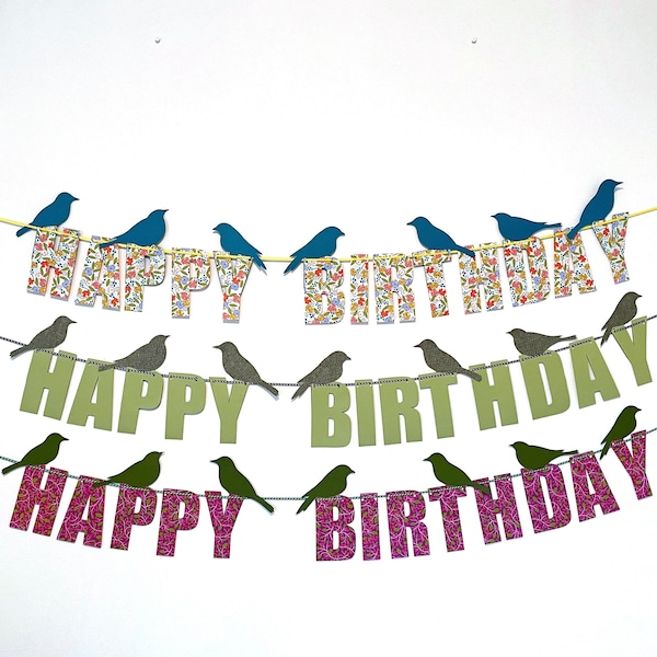 Happy Birthday Bird Banner - Etsy