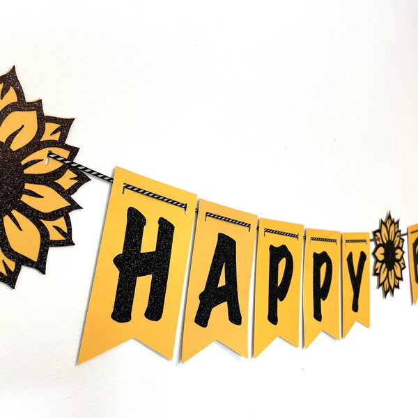 Sunflower Happy Birthday Banner - Etsy