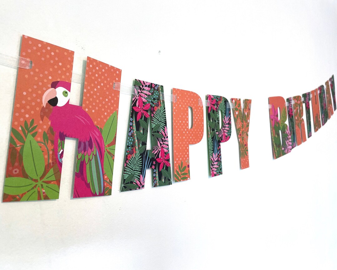 Tropical Jungle Birthday Banner, Perfect for Kids Birthday Party ...