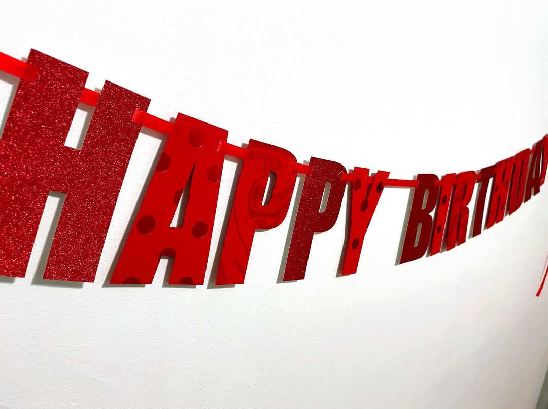 Passionate Red Happy Birthday Banner: Customizable Cardstock Party ...