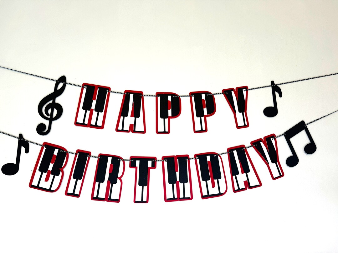 Piano Birthday Banner: Musical Keyboard Party Decor - Etsy