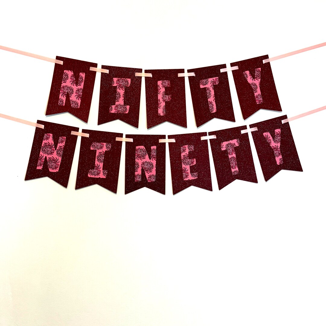 Nifty Ninety Banner ~ 90th Happy Birthday With a Playful Design or ...