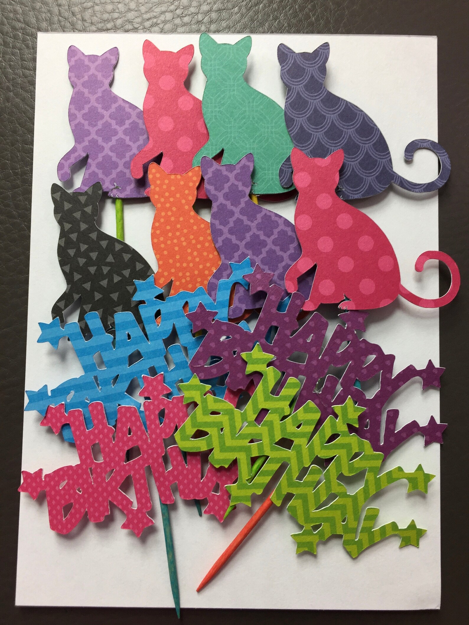 Happy Birthday Cat cup cake toppers 12 toppers 8 cats and 4 | Etsy