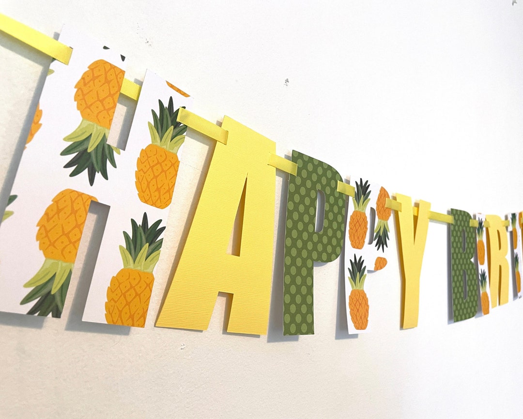 Pineapple Birthday Banner for Hawaiian Beach Party, Pina Colada ...