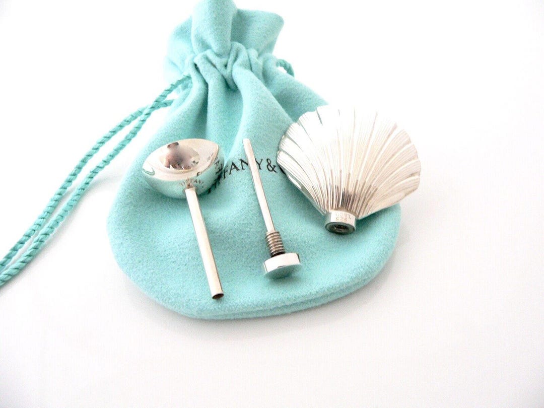 Tiffany & Co Shell Perfume Bottle Dabber Case Funnel Silver Pouch Set ...