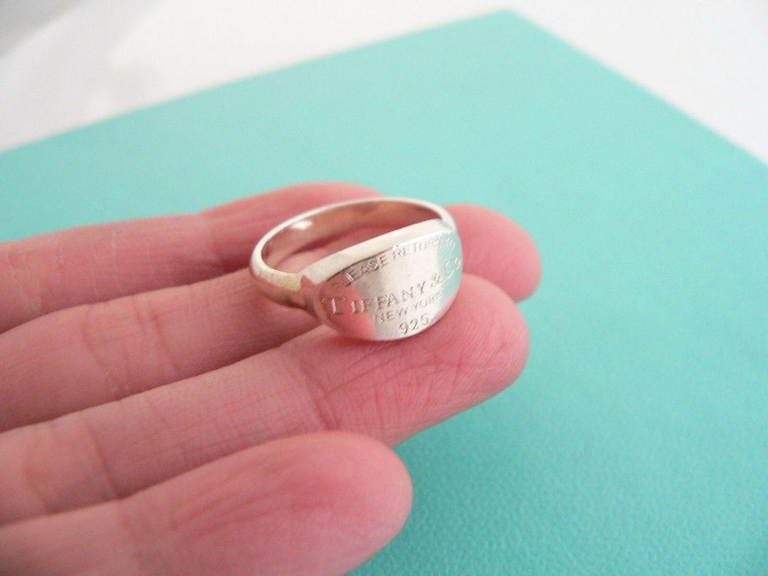 Tiffany Co Oval Tag Ring Band Sz 6.75 Return to Tiffany & Co Silver ...