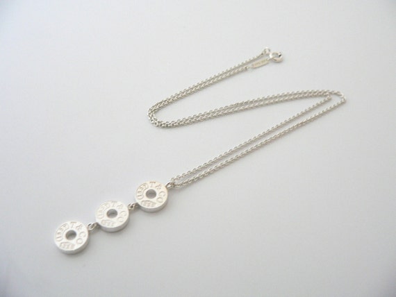Tiffany Co Silver 1837 Triple Drop Circle Dangle Dangling Pendant Necklace Chain Rare Etsy