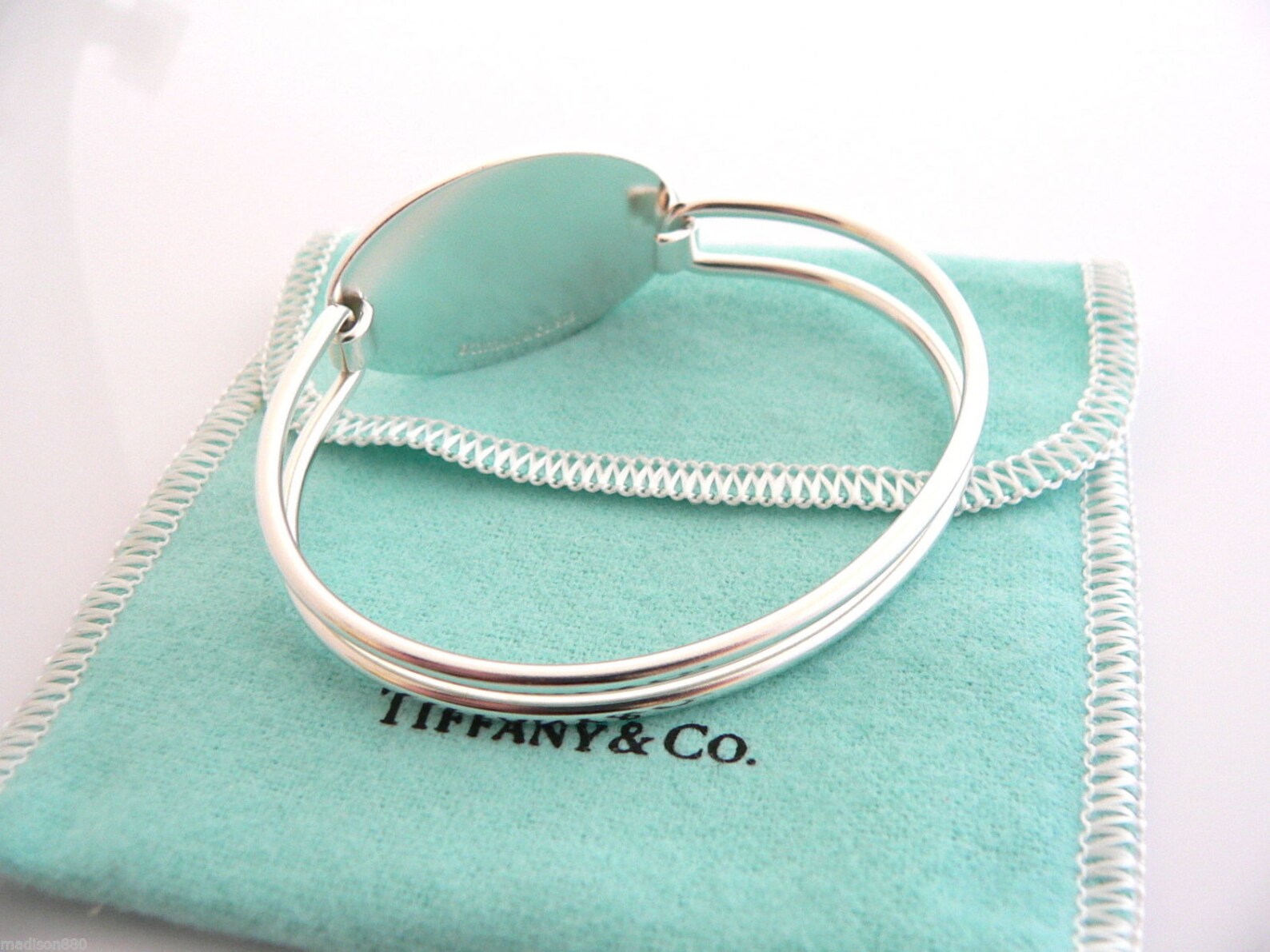 Tiffany & Co Silver Oval ID Tag Double Wire Bracelet Bangle | Etsy