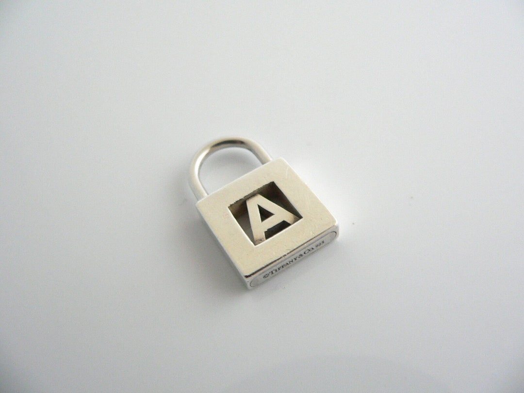 Tiffany and Co Silver Alphabet A Padlock Pendant Charm 4 Necklace ...