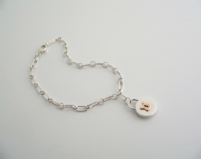 Tiffany Co Silver 18K Bracelet Gold Locks Bangle Oval Link Chain ...