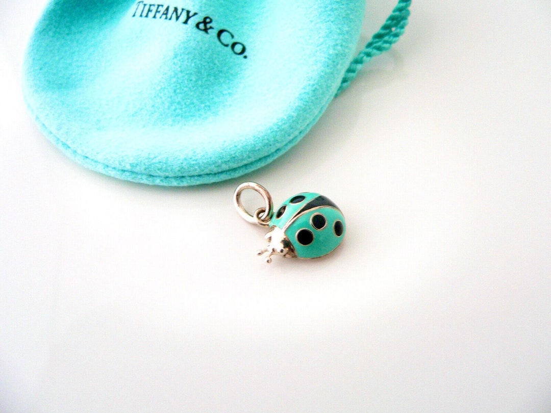 Tiffany & Co Ladybug Charm Beetle Pendant Silver Blue Enamel 4 Necklace ...