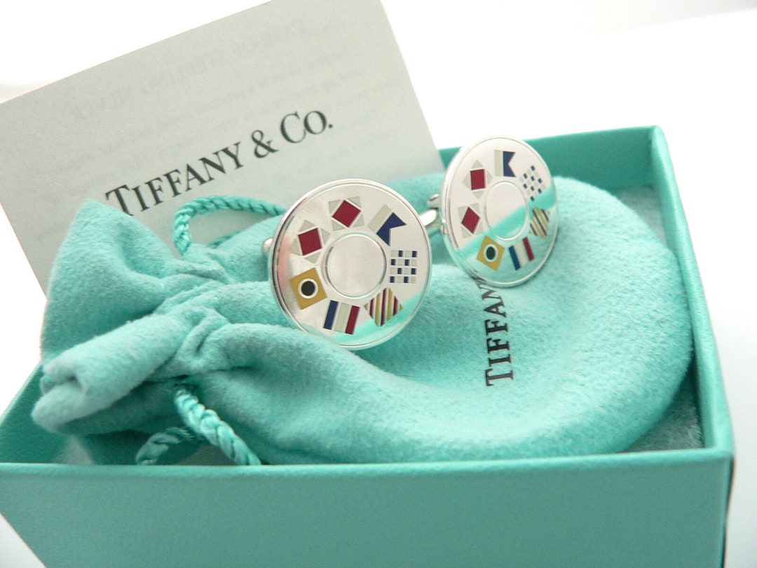 Tiffany Co Nautical Flags Cuff Link Silver Enamel Cufflink Yacht Sea ...