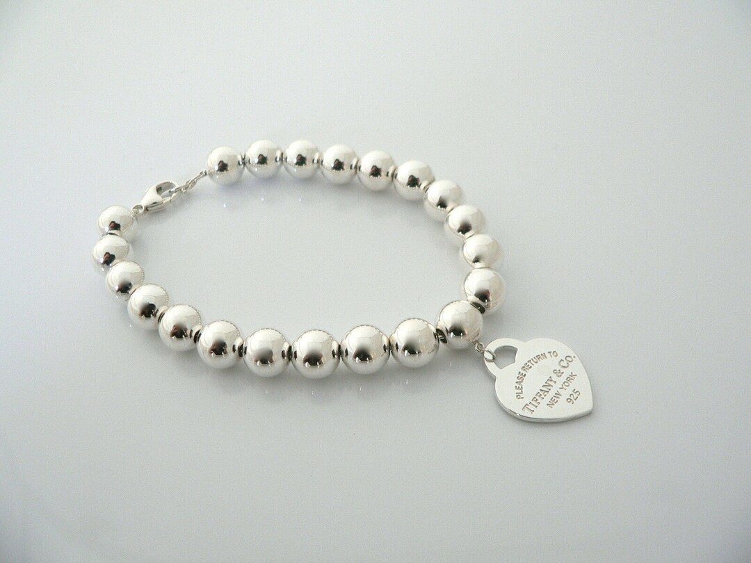 Tiffany And Co Return To Tiffany Silver Heart 8 Mm Ball Bead Round Bracelet Gift Love Etsy