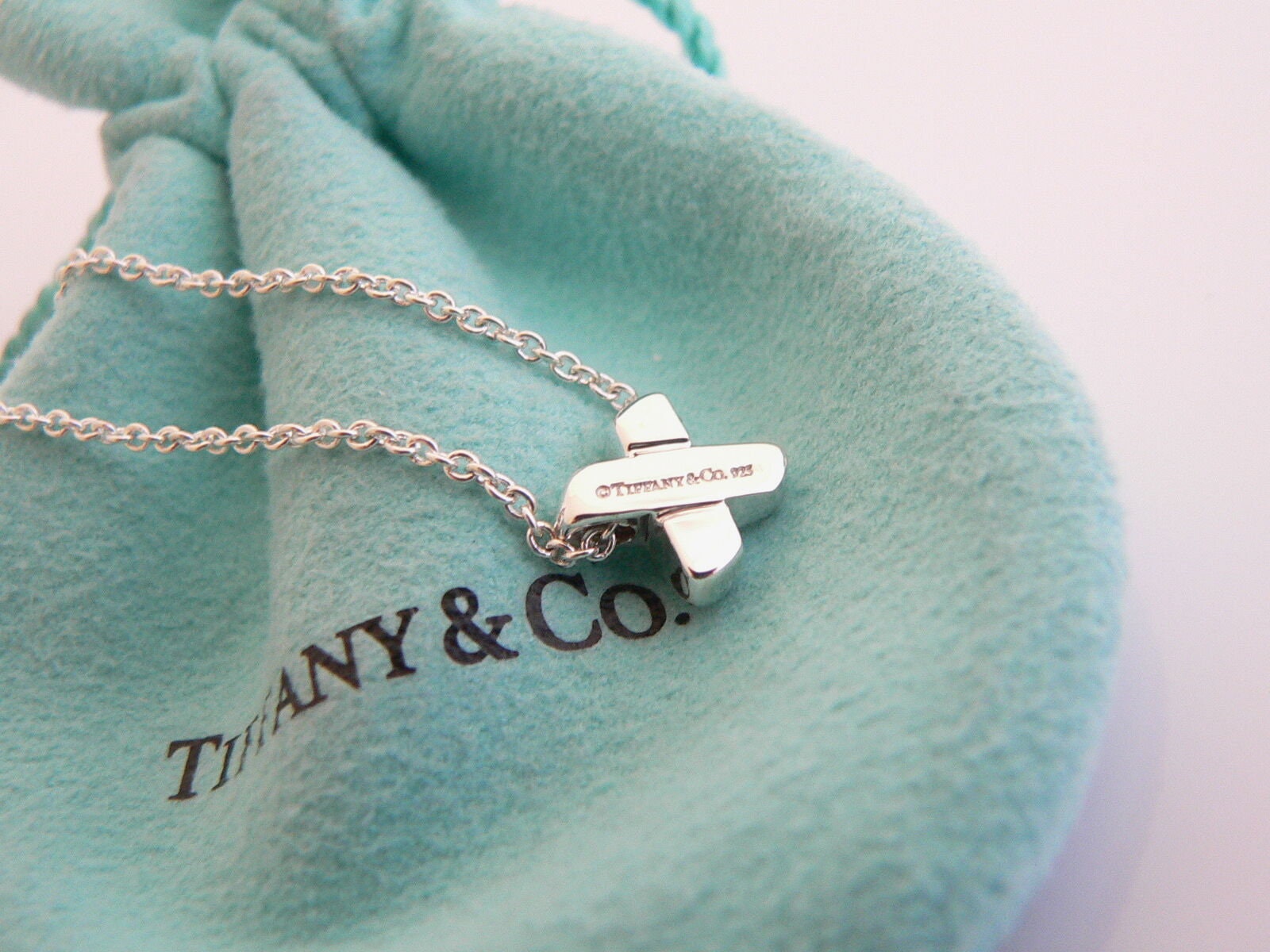 Tiffany and Co Signature X Necklace Pendant Charm Chain Silver Gift ...