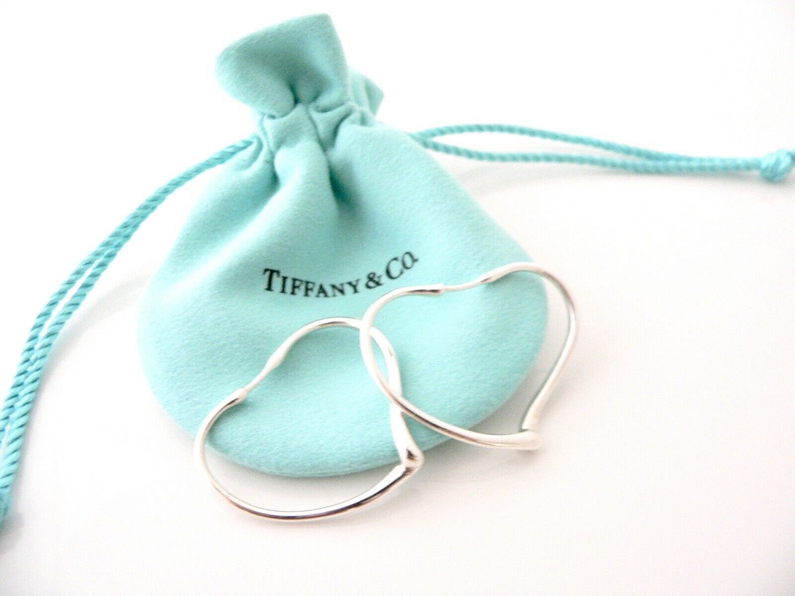 Tiffany And Co Peretti Open Heart Hoop Hoops Earrings 1.5 Inches Pouch Gift Love Etsy
