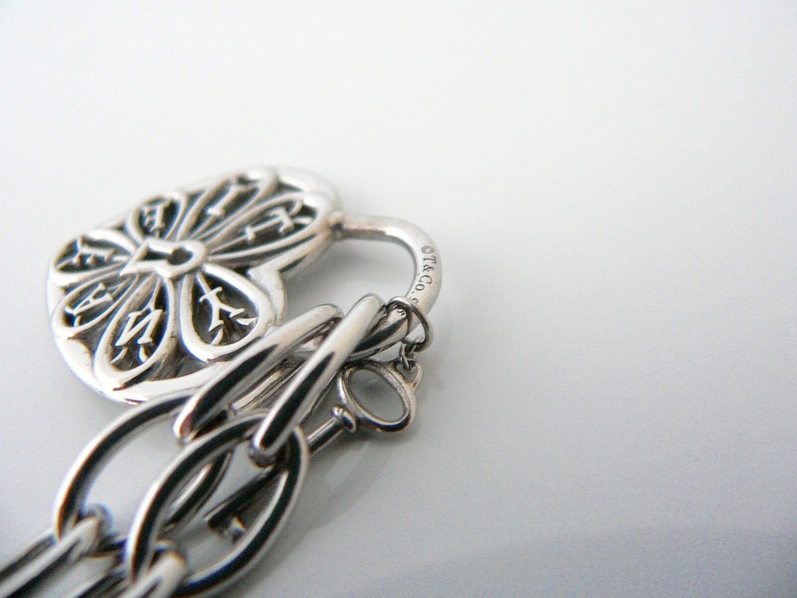Tiffany Co Filigree Heart Key Necklace Pendant Charm 18 Inch Chain Gift Sterling Silver Anniversary Birthday Present Statement Etsy Canada