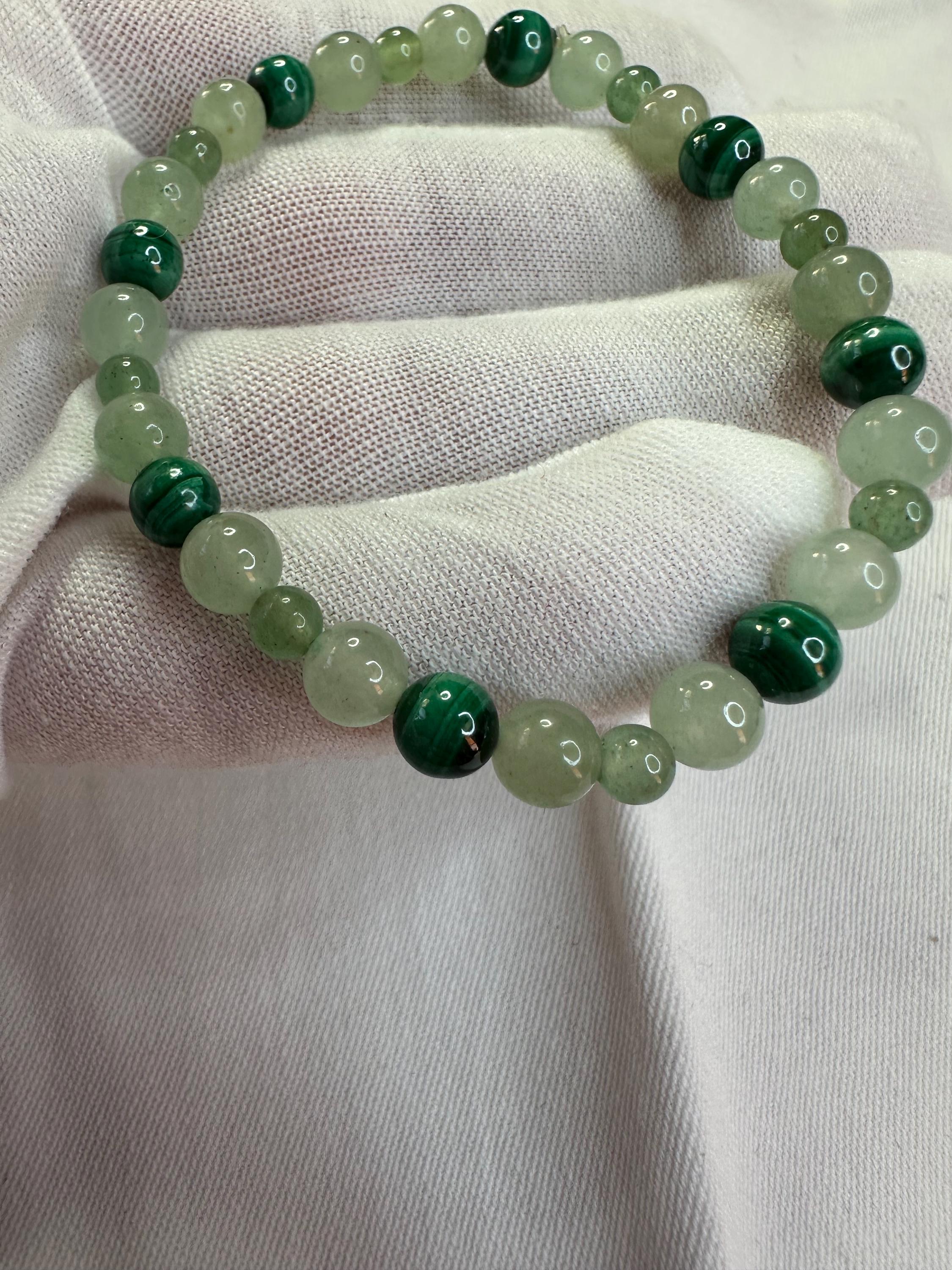 Aventurine & Malachite “green With Envy” Stretchy Bracelet - Etsy