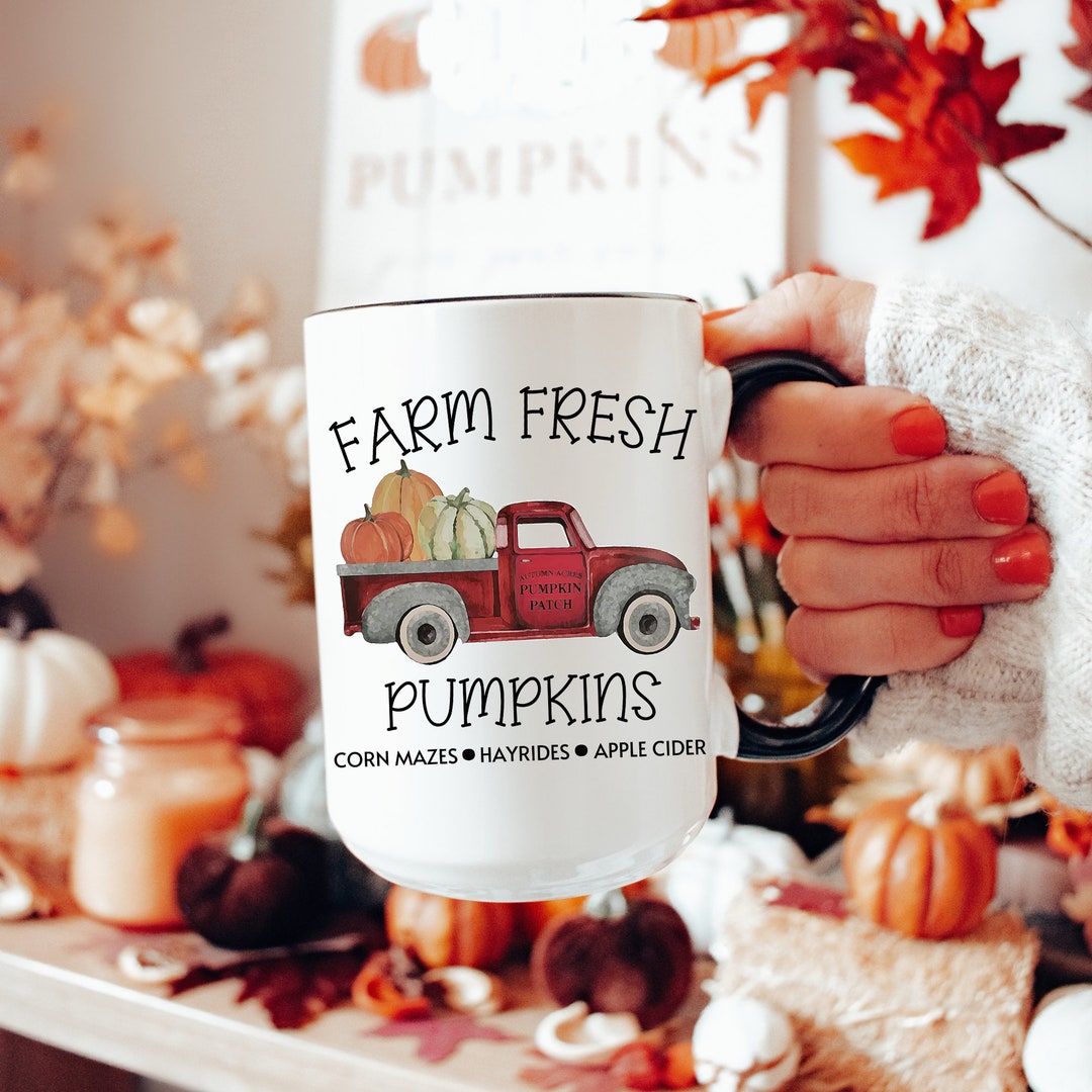 Autumn Mug, Farm Fresh Pumpkins, Fall Coffee Mug, Pumpkin Mug, Pumpkin ...