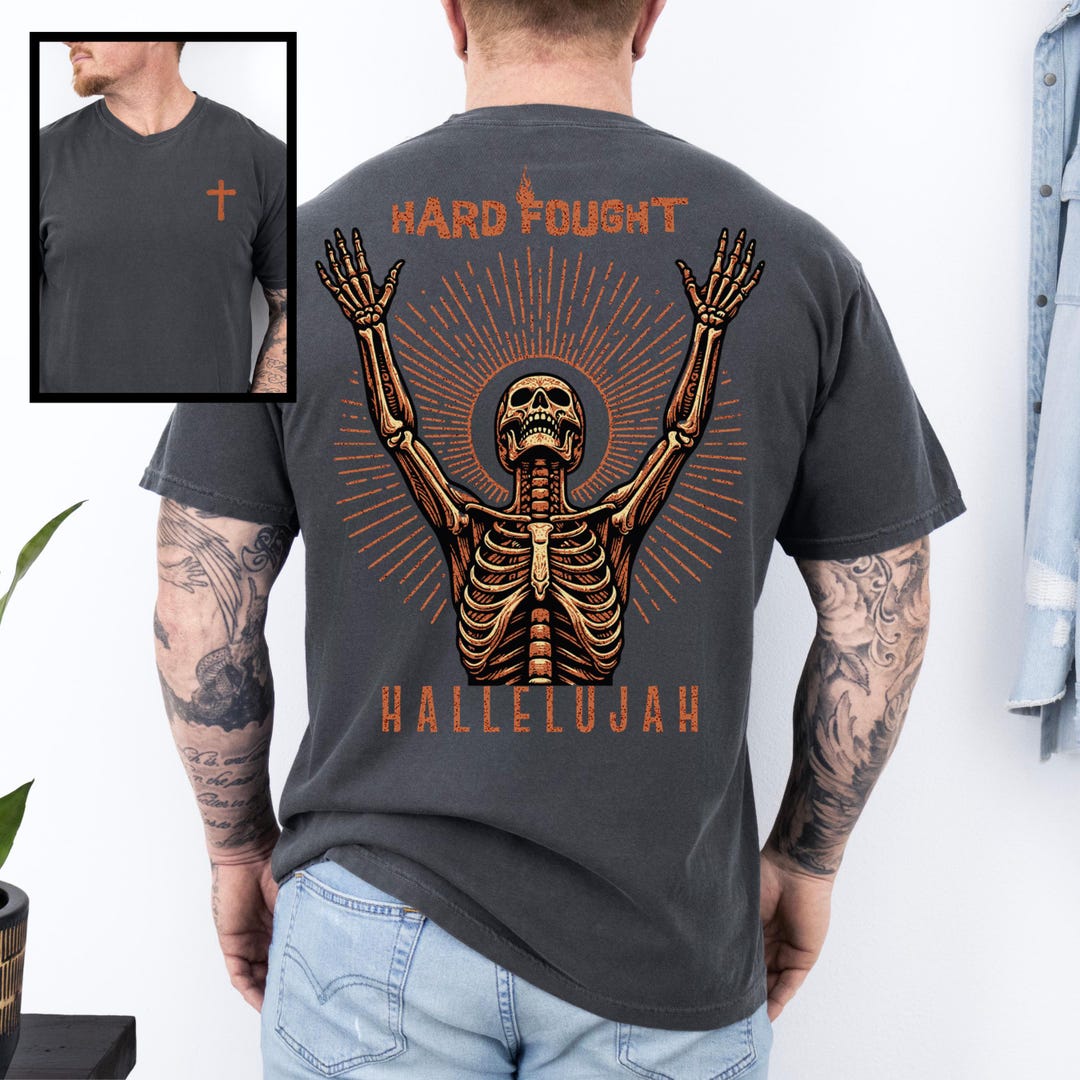Hard Fought Hallelujah Shirt, Men's Christian Graphic Tee, Comfort ...