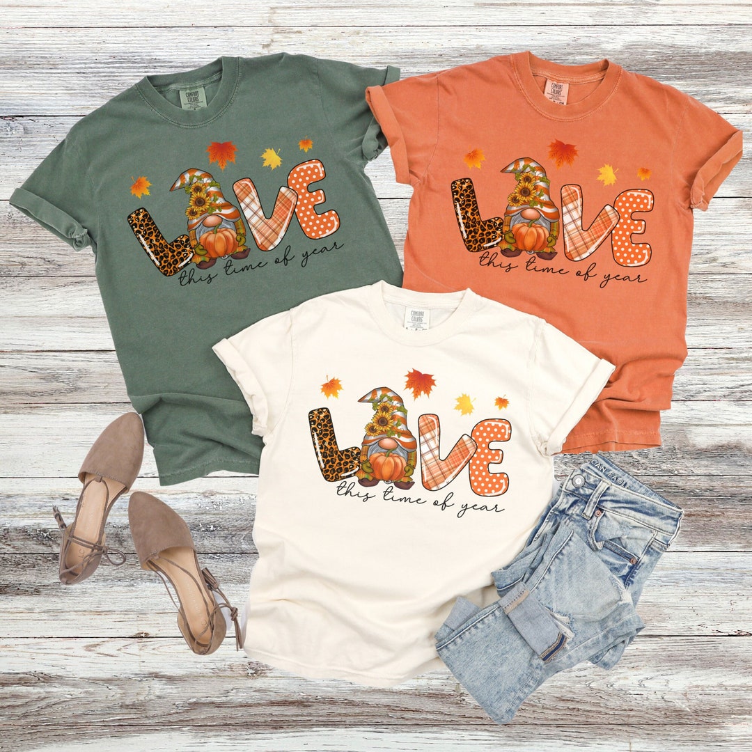 Fall Gnome Comfort Colors Shirt: Thanksgiving Autumn Love Tee - Etsy