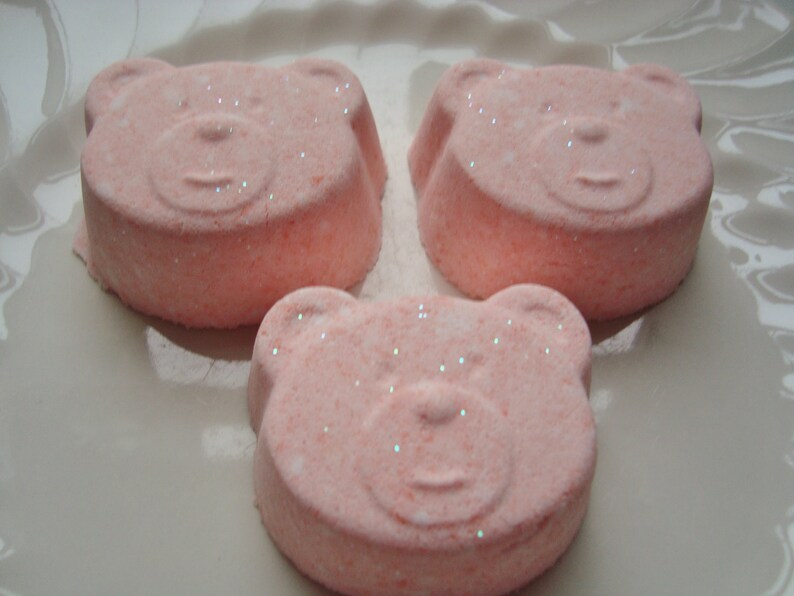 3 Teddy Bear Bath Bombs in Bubblegum Fragrance With Glitter, Stocking ...
