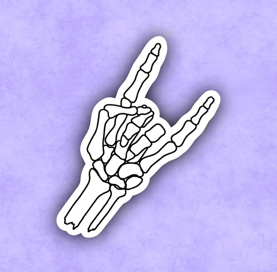 Skeleton Hand Rock on Sign Sticker | Halloween Sticker | Spooky Sticker ...