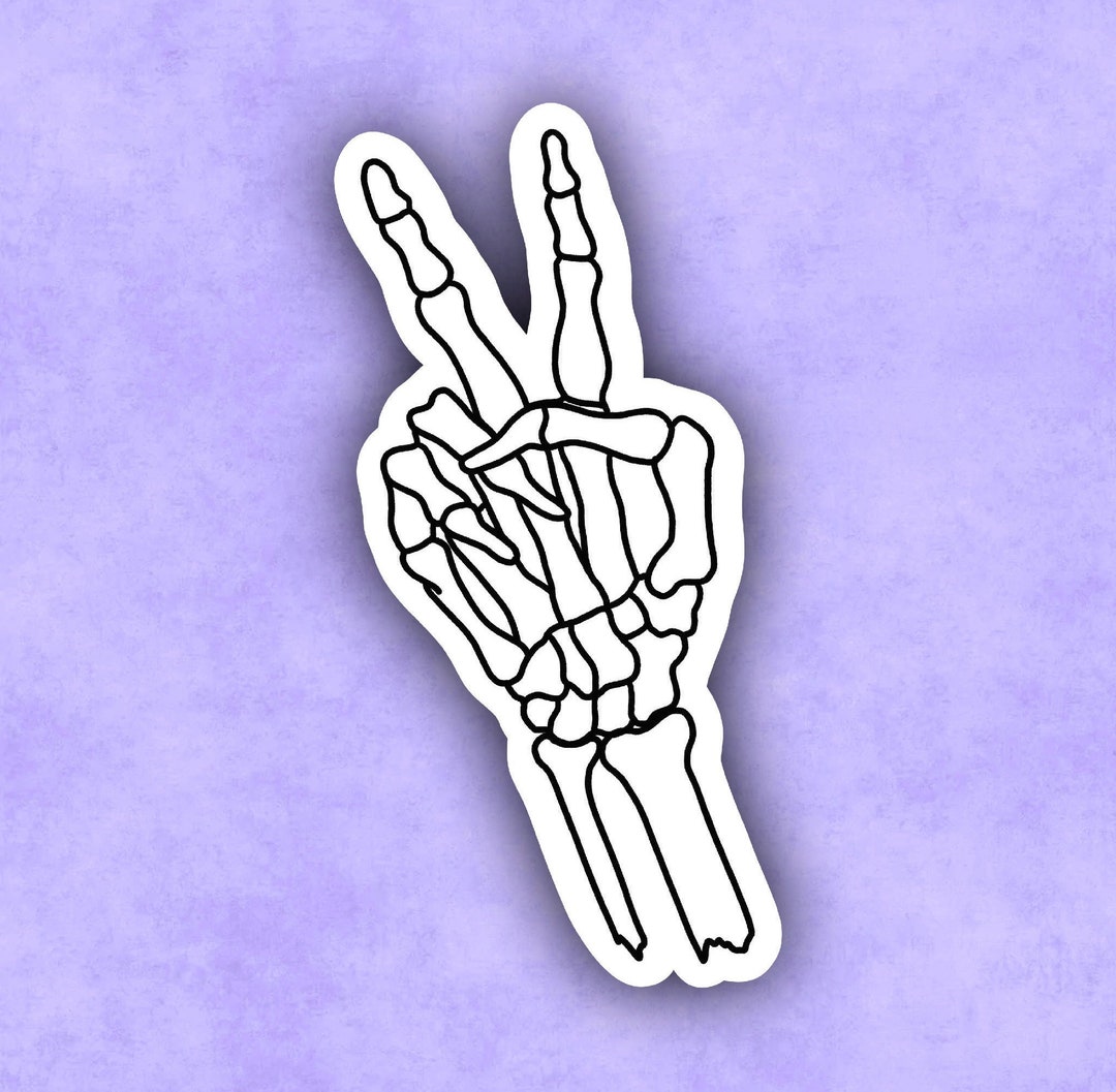 Skeleton Hand Peace Sign Sticker | Halloween Sticker | Spooky Sticker ...