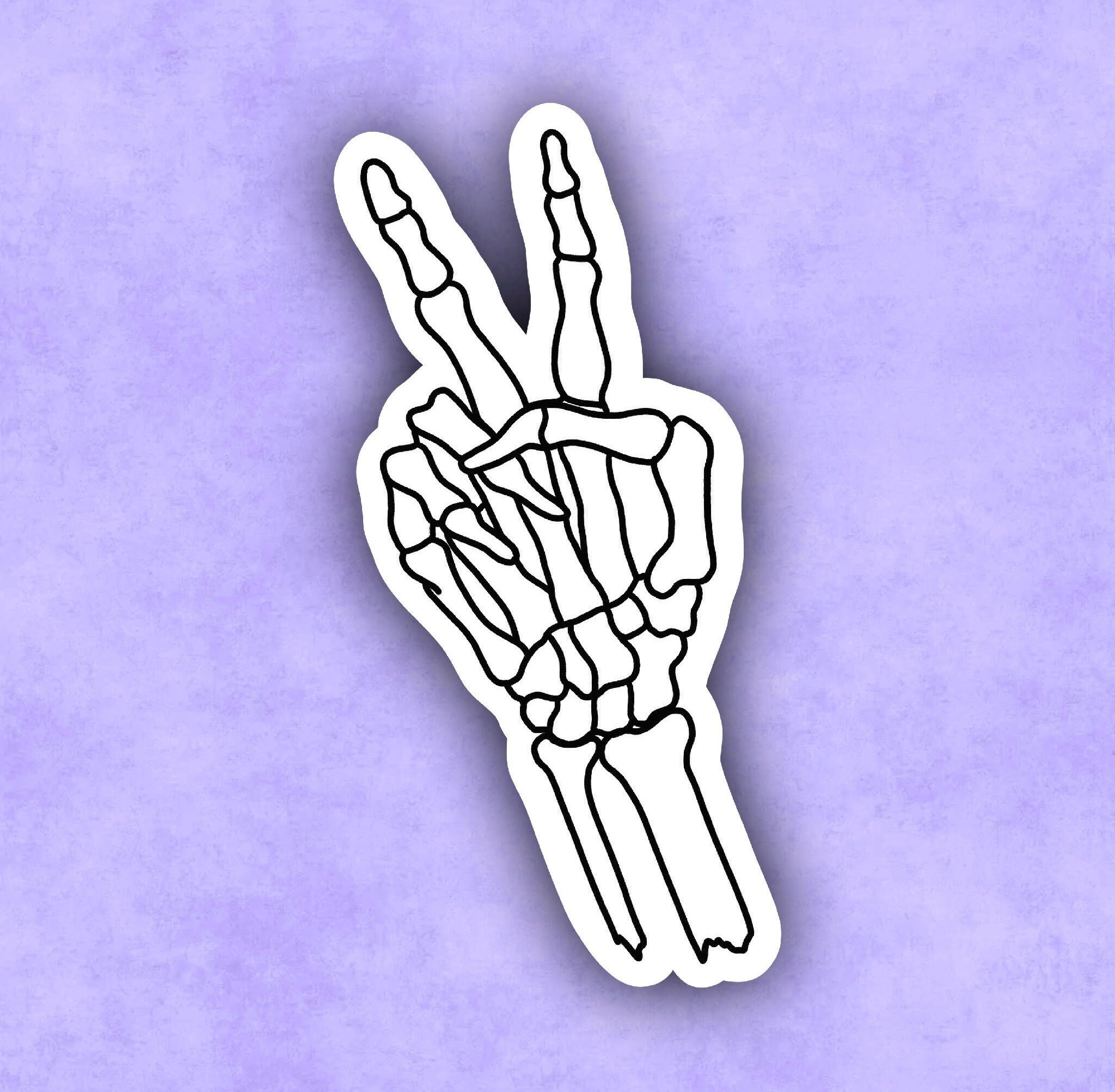 Skeleton Hand Peace Sign Sticker Halloween Sticker Spooky - Etsy