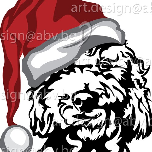 Vector DOG With Christmas Hat Goldendoodle Svg Pet Head AI - Etsy