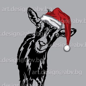 Vector GOAT Baby With Christmas Hat, 6 Colors, Goatalpine, AI, PNG, Eps ...