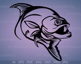 Vector RED FISH AI eps pdf png svg dxf jpg Image | Etsy
