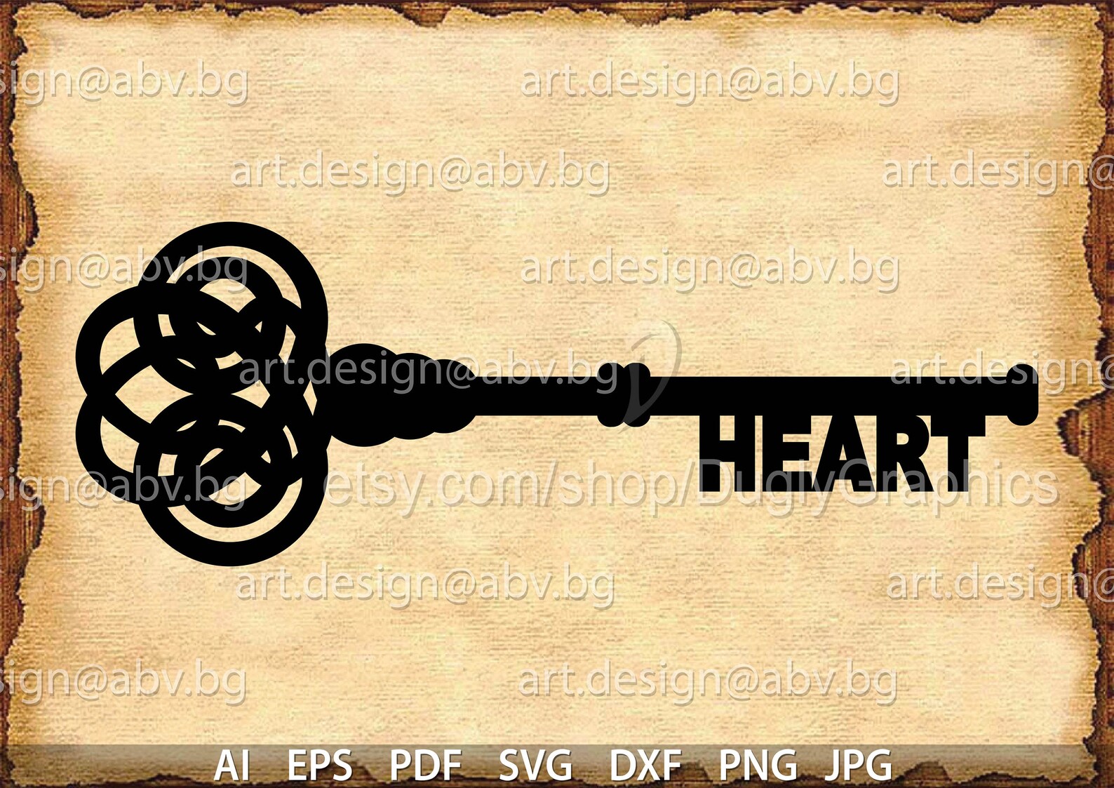 Vector KEY Heart AI Eps Pdf Svg Dxf Png Jpg Download - Etsy