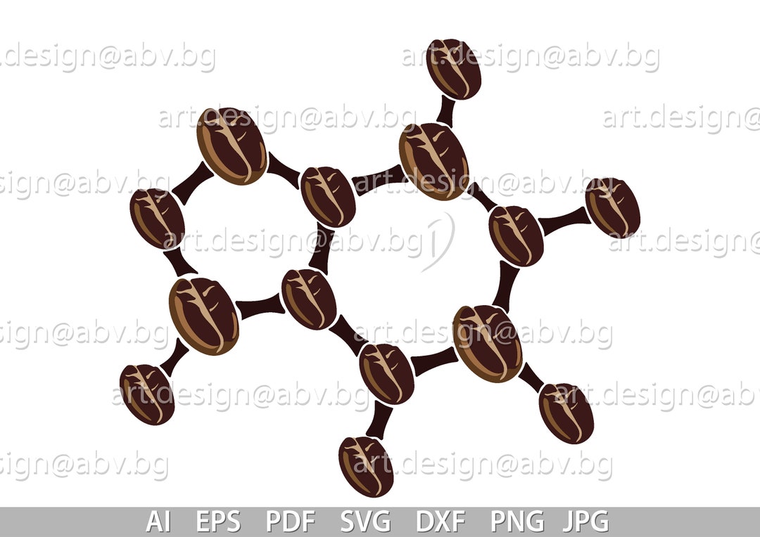 Vector MOLECULE CAFFEINE, Coffee Beans, Ai, Eps, Pdf, Svg, Dxf, Png ...