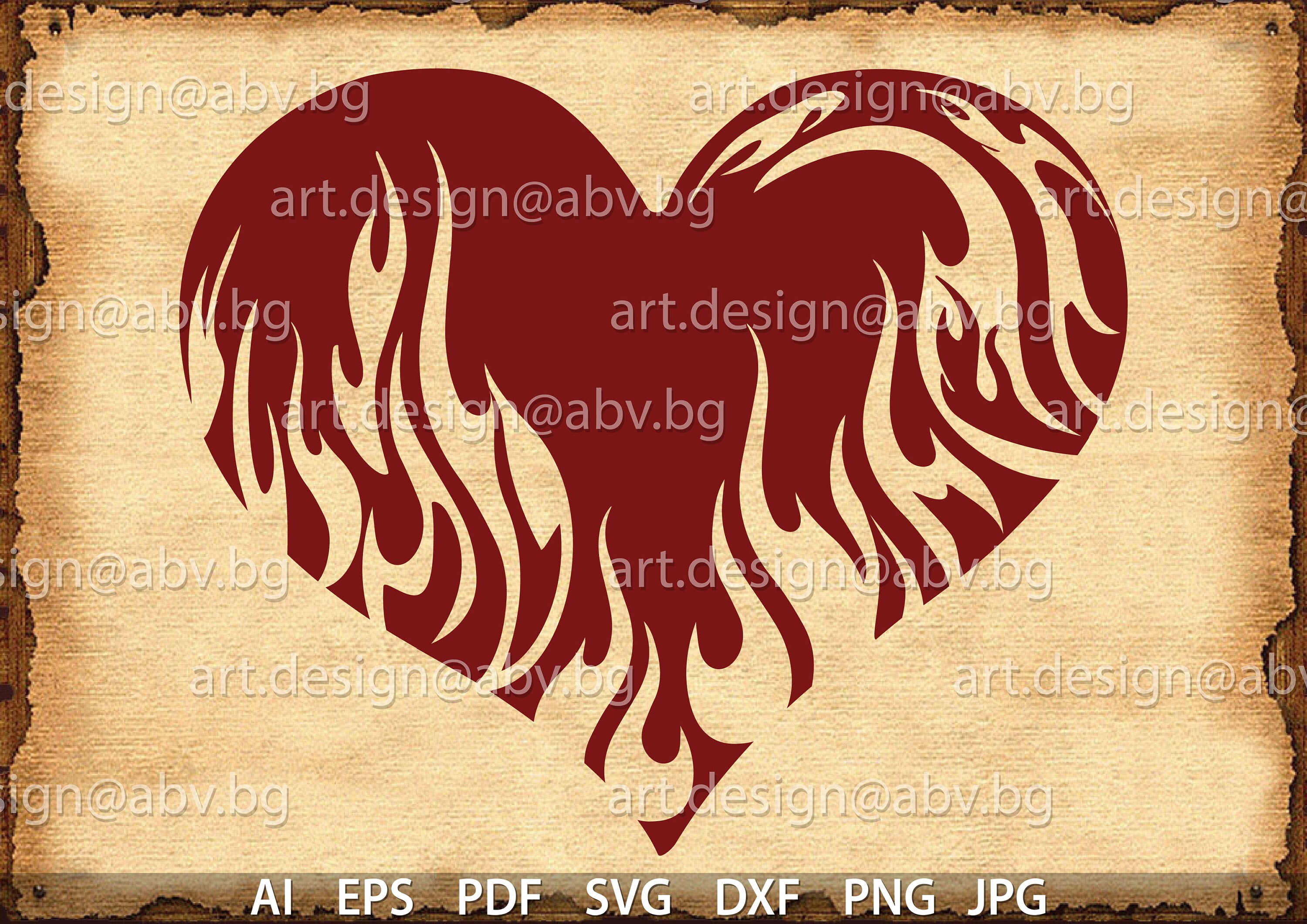 Vector HEART fire AI eps pdf svg dxf png jpg Descargar | Etsy España