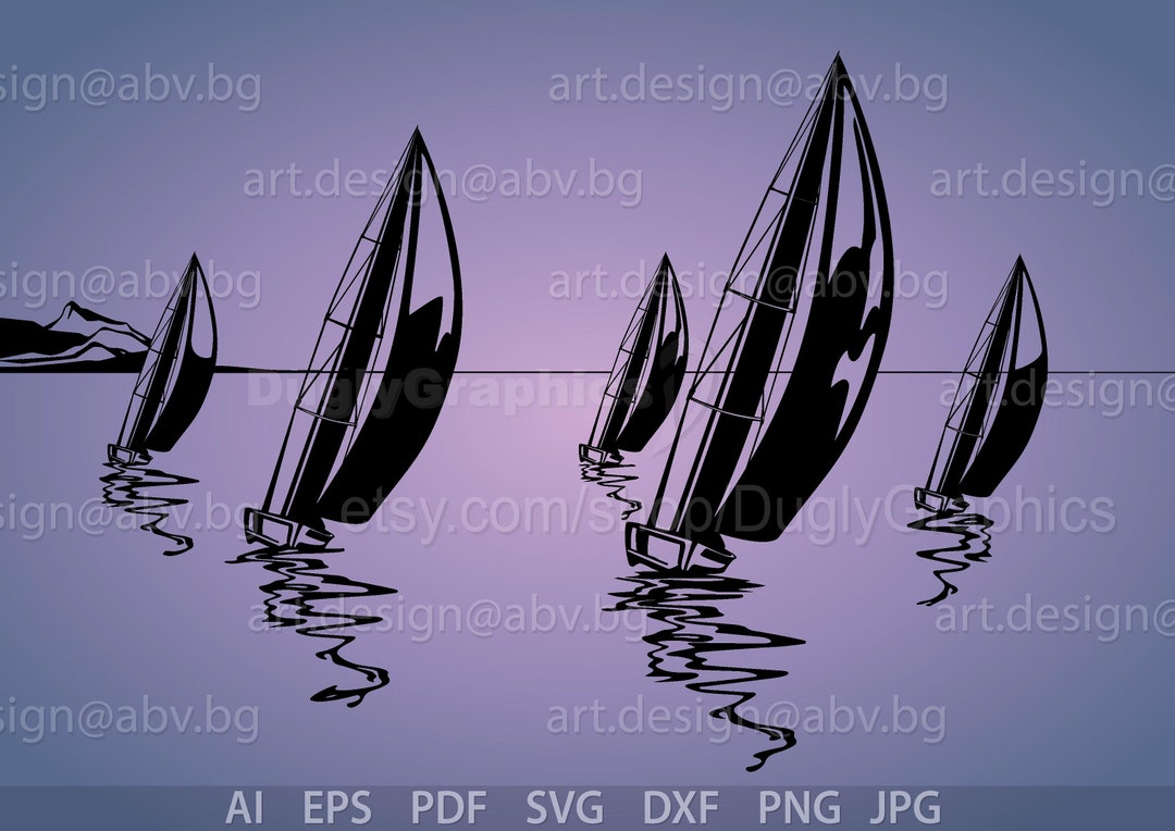 Vector SAILBOATS Ai Eps Svg Dxf Pdf Png Jpg Download Digital Image ...