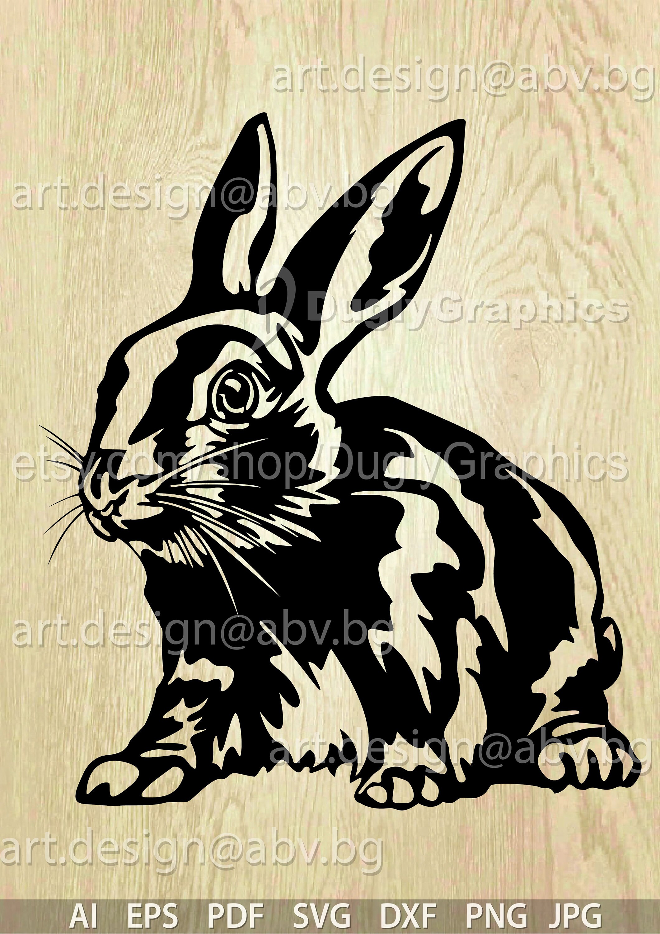 Vector RABBIT Easter AI Eps PNG Pdf Svg Dxf Jpg Download - Etsy Canada