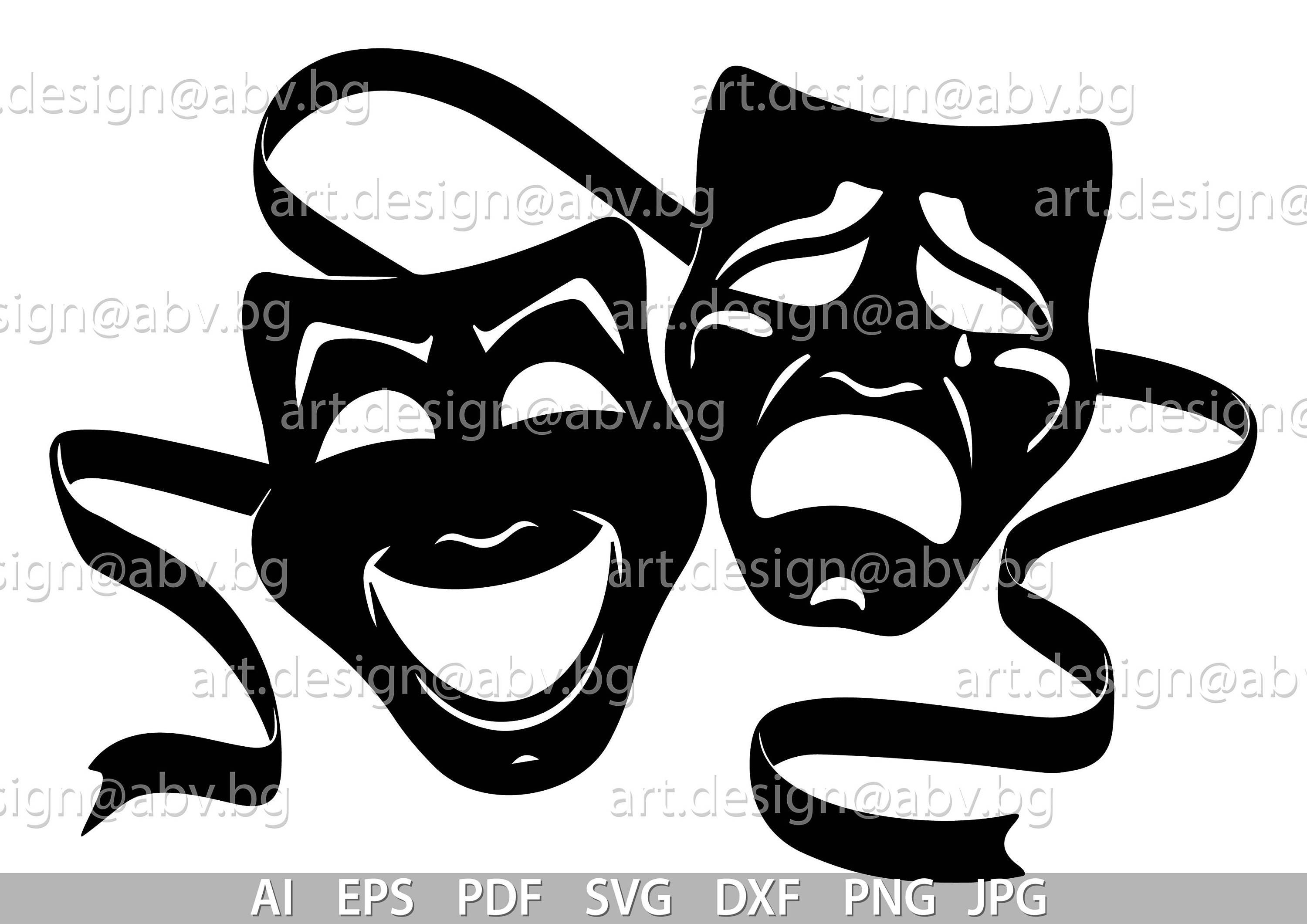 Vector THEATER MASKS AI Eps Pdf Dxf Svg Png Jpg - Etsy Canada