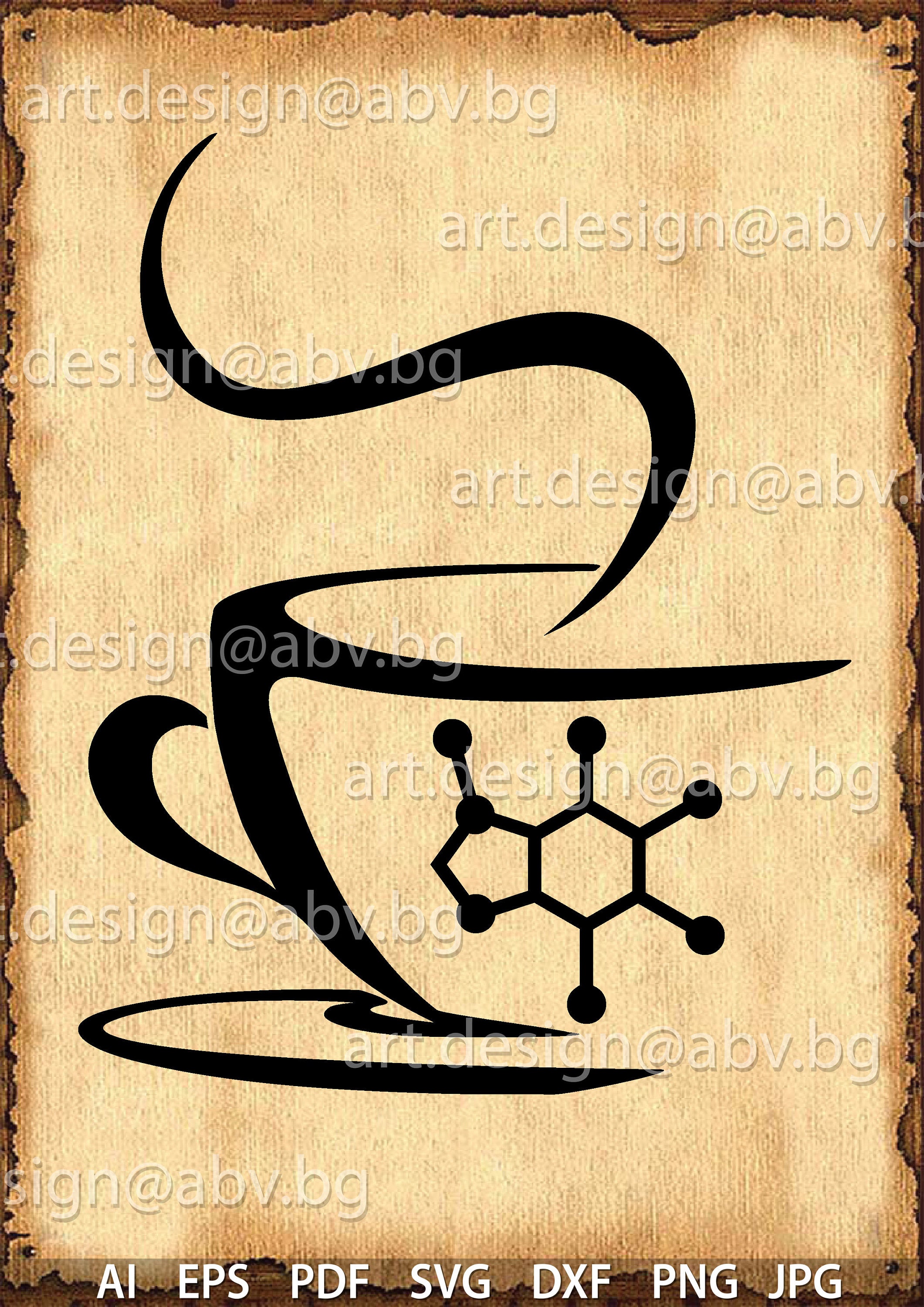 Vector Molecule Caffeine Ai Png Eps Pdf Svg Dxf Etsy