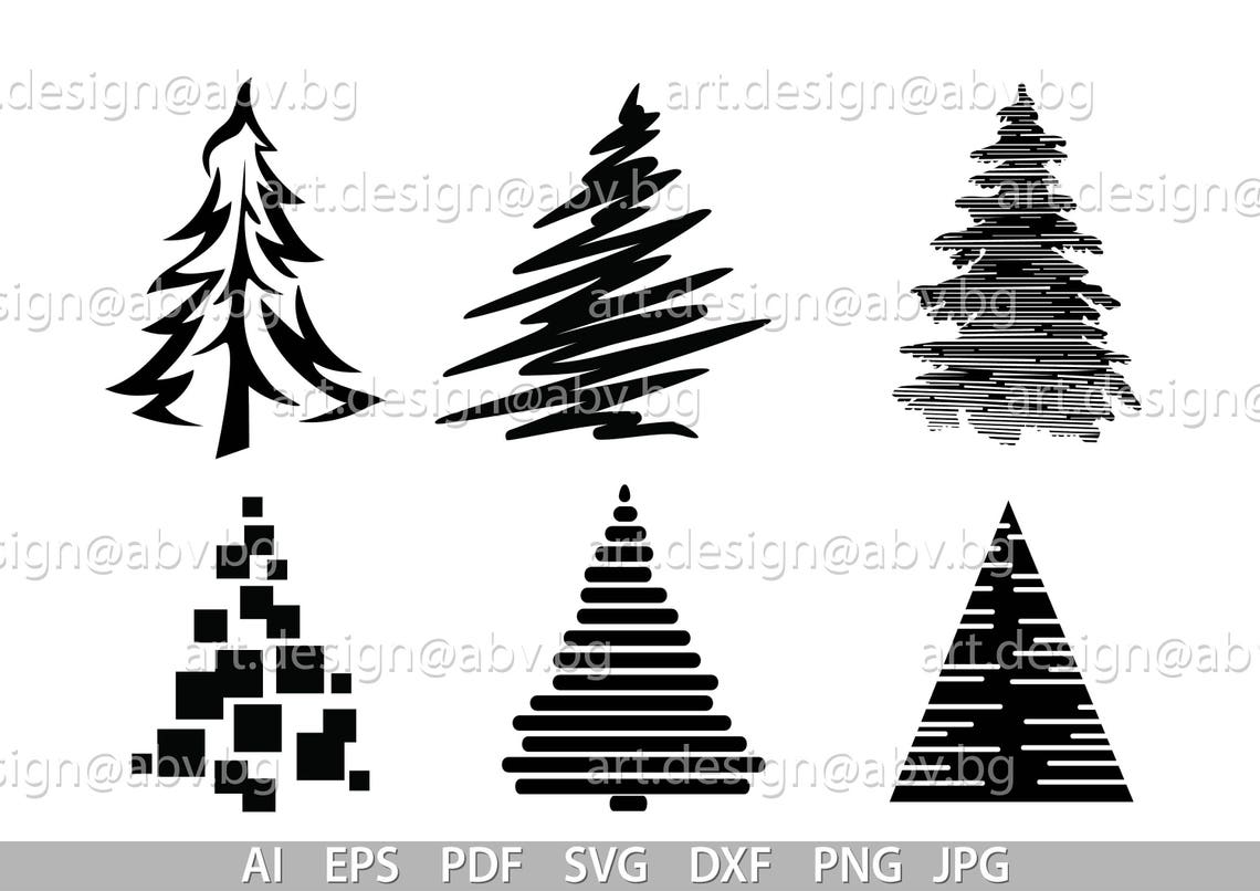 Vector TREES Stylized SVG DXF Ai Eps Png Pdf Jpg - Etsy