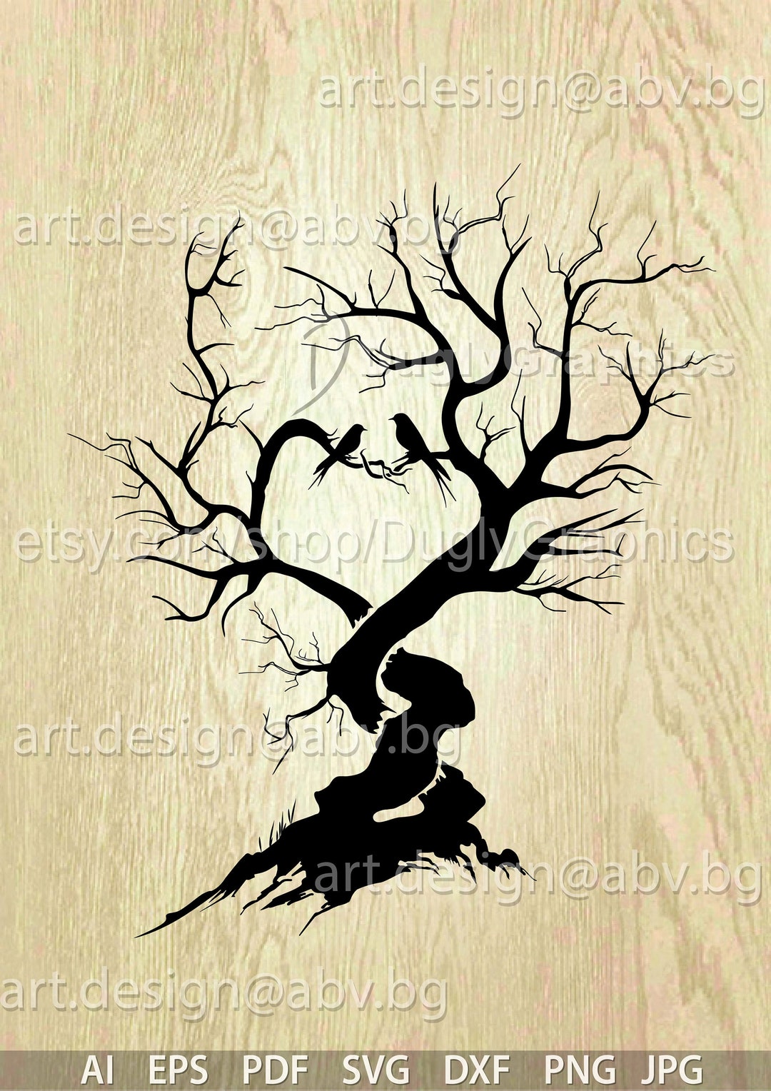 Wedding Tree Vector Graphic: Birds Silhouette (digital Download) - Etsy