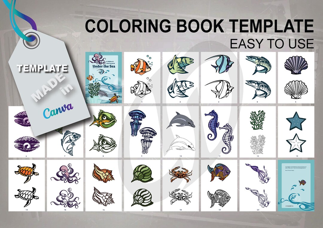 CANVA TEMPLATE for Children's Coloring Book under the - Etsy