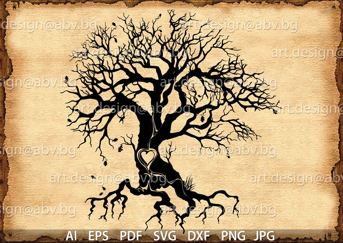 Vector OAK TREE AI Eps Pdf Svg Dxf Png Jpg Image - Etsy