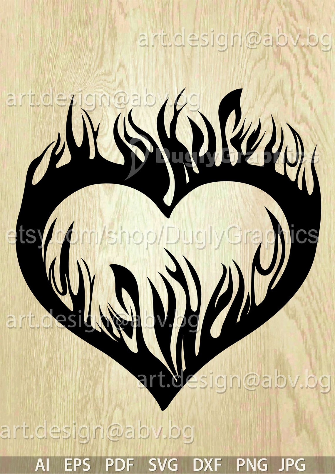 Vector HEART Fire AI Eps Pdf Svg Dxf Png Jpg Download - Etsy
