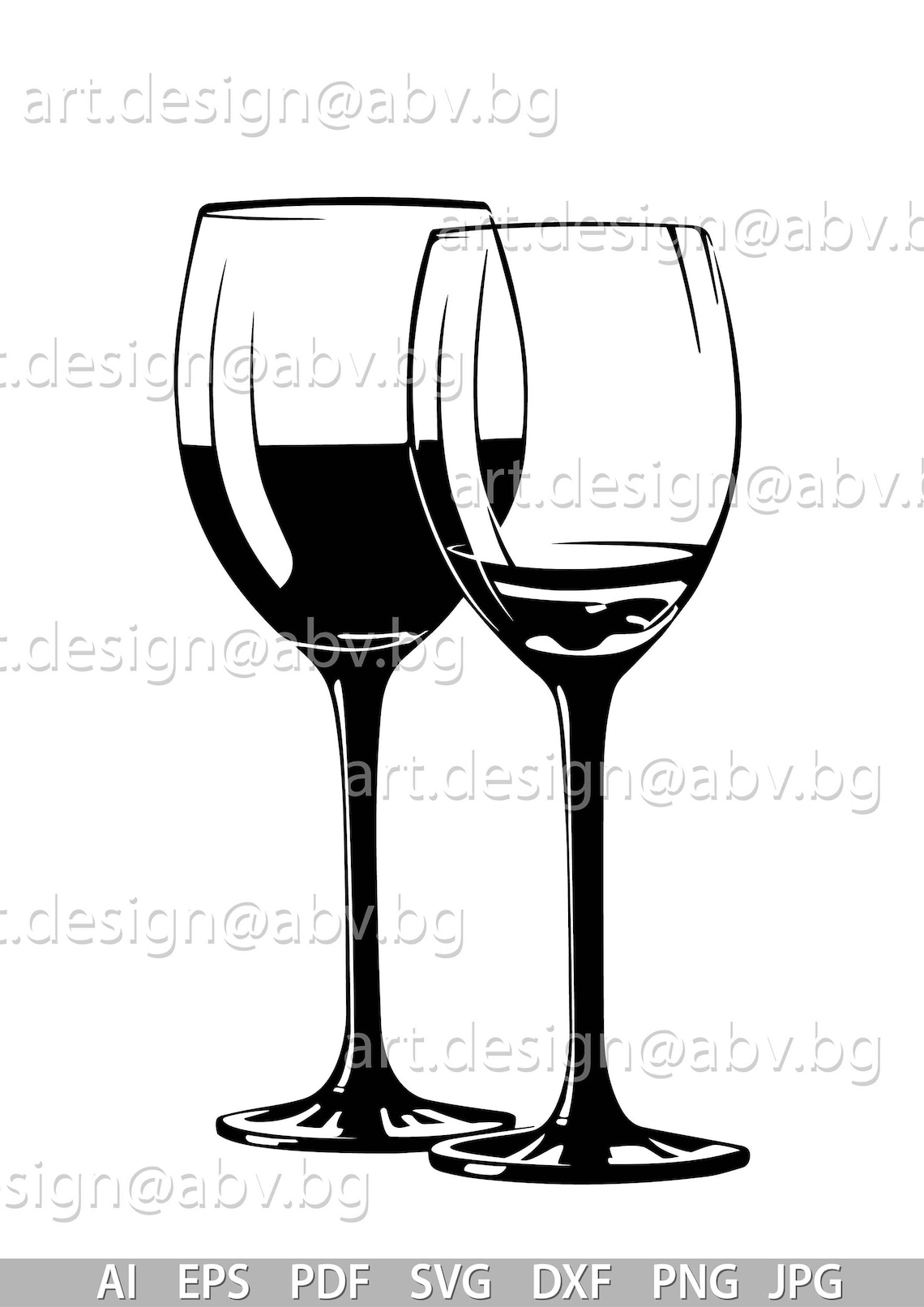 Vector WINE GLASSES AI Eps Pdf Svg Dxf Png Jpg - Etsy