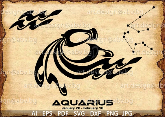 Vector ZODIAC AQUARIUS AI Eps Pdf Png Svg Dxf Jpg | Etsy