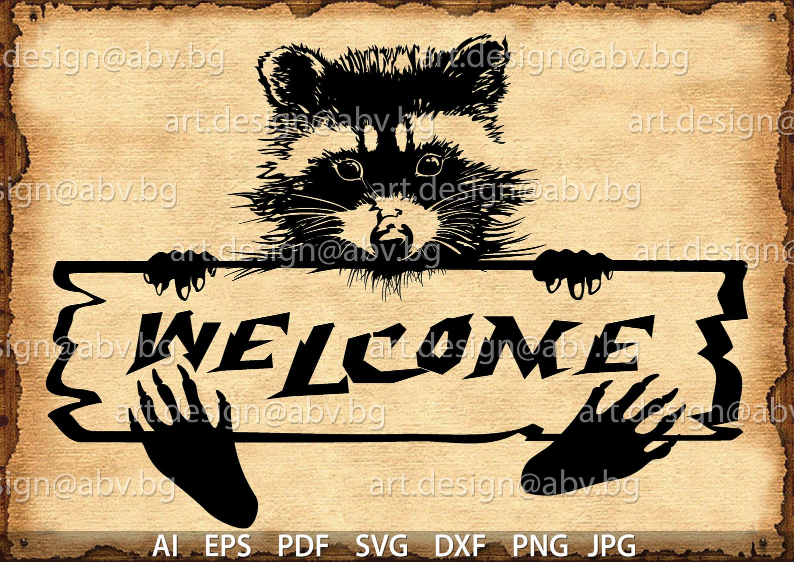 Vector WELCOME Raccoon Text AI Eps PNG Pdf Svg Dxf | Etsy