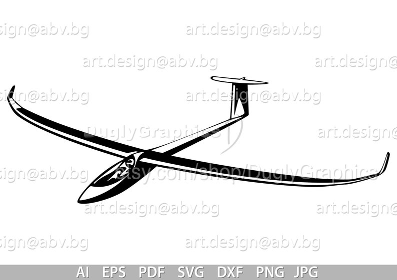 Vector SAILPLANE, SVG, Dxf, AI, Eps, Pdf, Png, Jpg Download, Glider ...